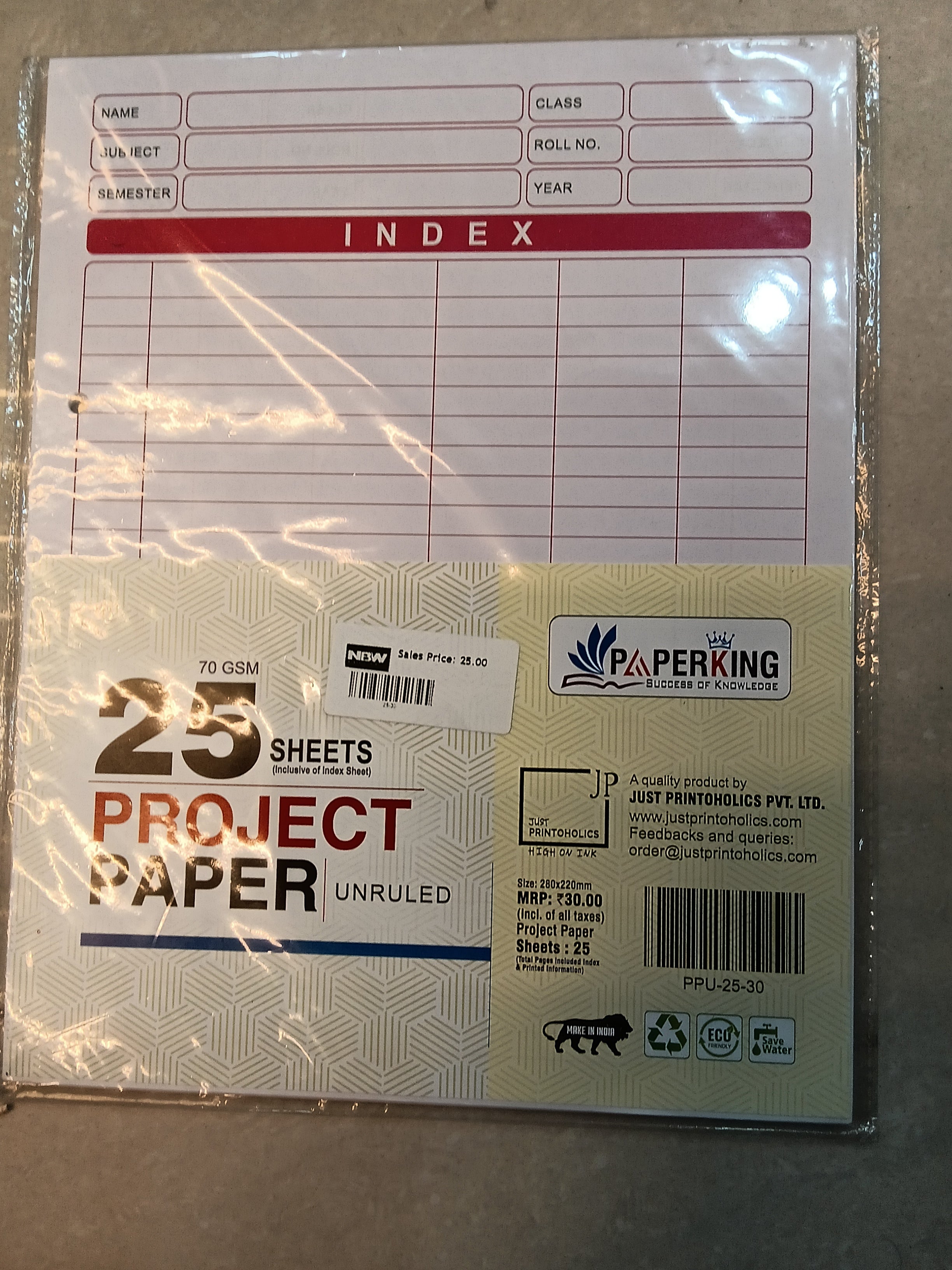 Paperking project paper Unruled 25 sheets – NEW BOOK WORLD